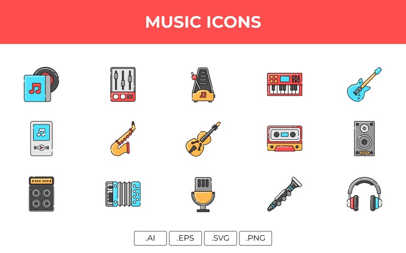 Musical Icon Set Template #352023 - TemplateMonster