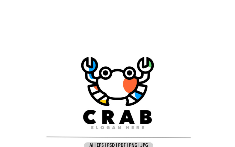 Crab line art outline logo template #352554 - TemplateMonster