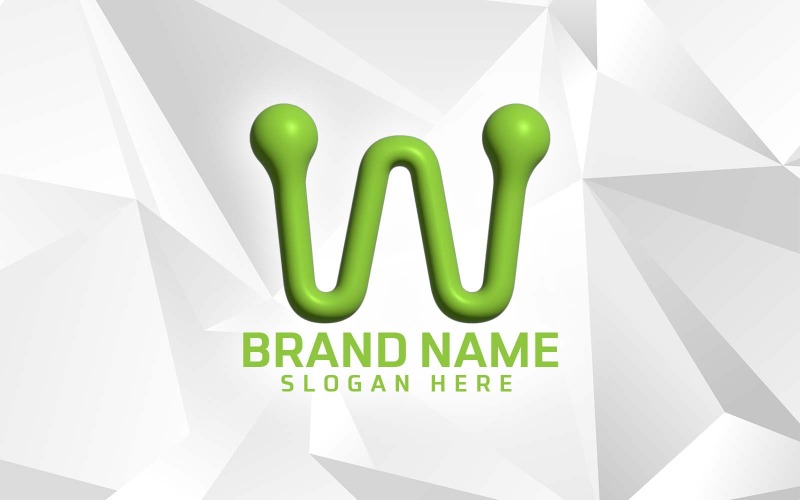 Diseño del logotipo de la marca W de software inflado 3D
