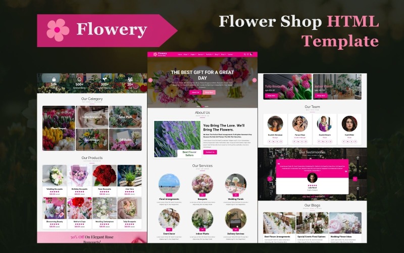 Más de 19 plantillas HTML para Sitios de Tienda de flores - TemplateMonster