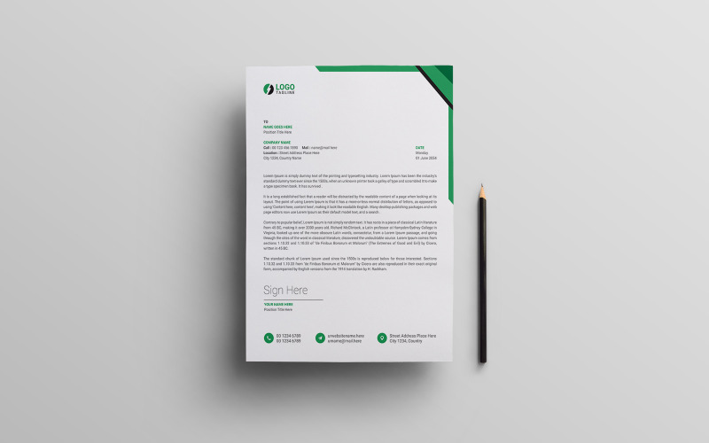 Plantilla de diseño de membrete verde - TemplateMonster