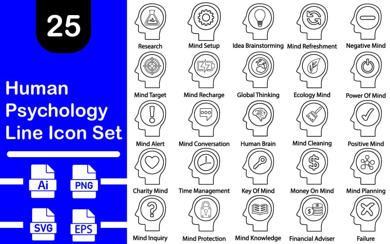 Human Psychology Outline Icon Set #353055 - TemplateMonster