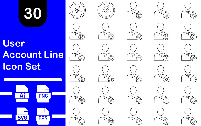 User Account Outline Icon Set #353067 - TemplateMonster