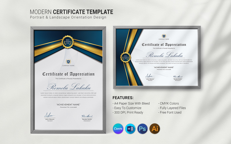 Modelo de certificado de agradecimento Canva