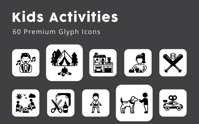 Kids Activities Glyph Icons #354111 - TemplateMonster