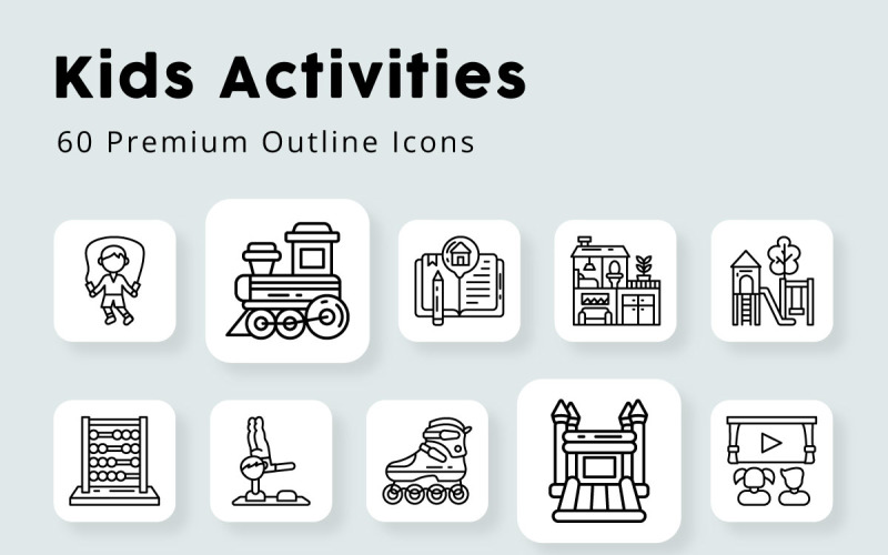 Kids Activities Outline Icons #354110 - TemplateMonster
