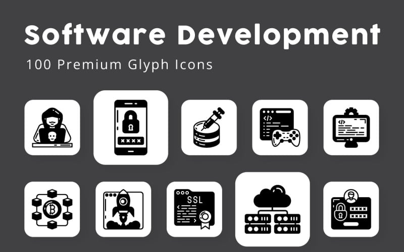 Software Development Glyph Icons #354138 - TemplateMonster