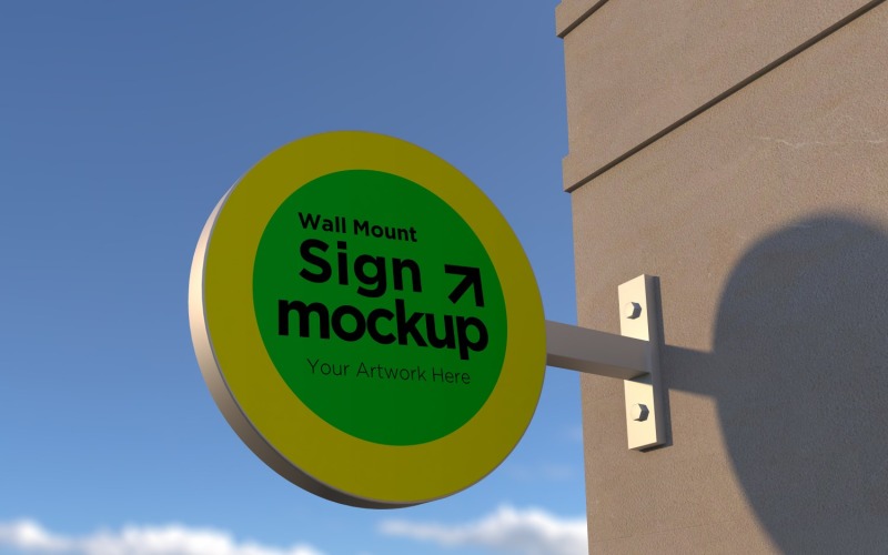 Round Wall Mount Signage Mockup Template 09A