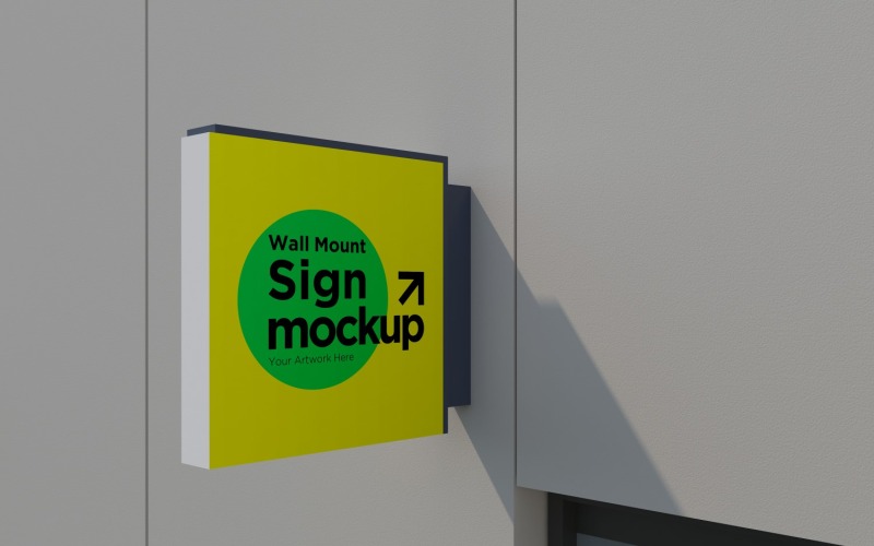 Square Wall Mount Signage Mockup Template 06B