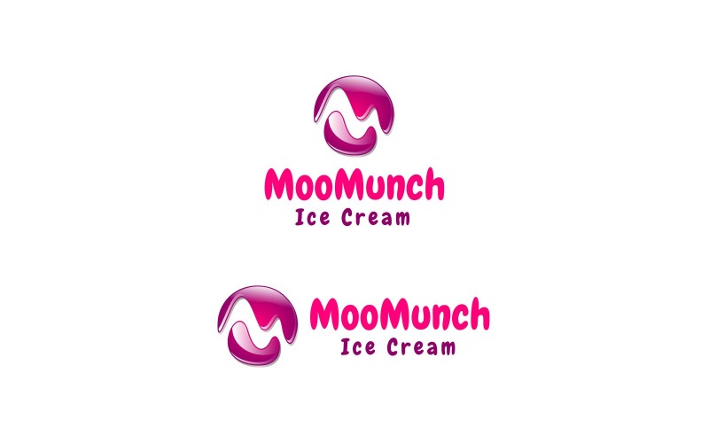 Logotipo de sorvete MooMunch, logotipo divertido com letra M