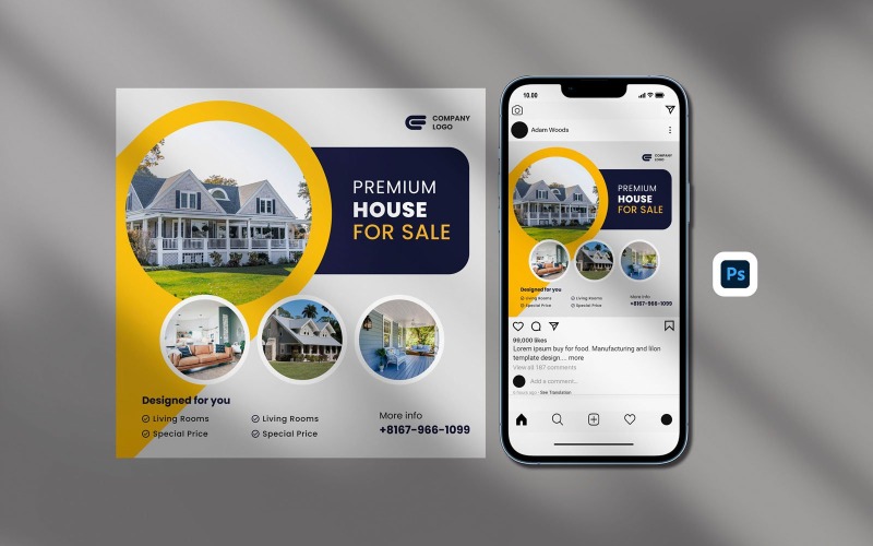 Real estate house social media post banner design template