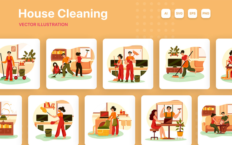 M237_ House Cleaning Illustration Pack - TemplateMonster