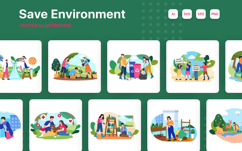 Ecology - Ecology and Environment Illustration Set