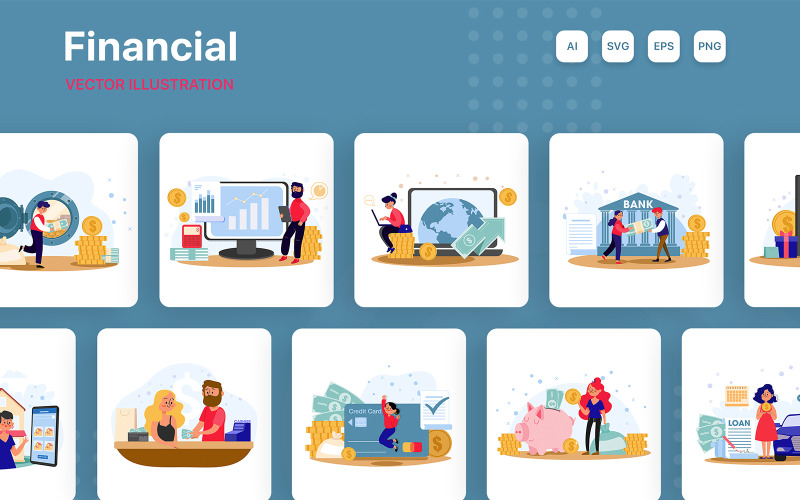 M249_ Pack d’illustrations financières - TemplateMonster