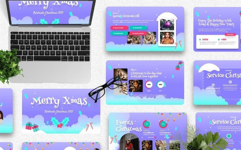 Jul PowerPoint-mallar - PPT & PPTX-teman för julbelysning, kort ...