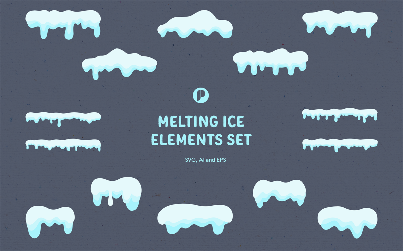 Ensemble d'éléments de glace fondante bleue