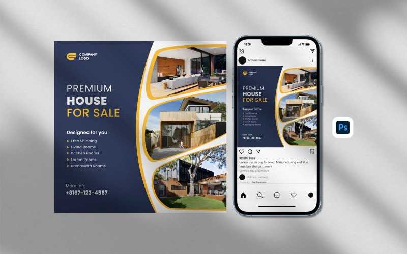 Real estate house social media post banner design template