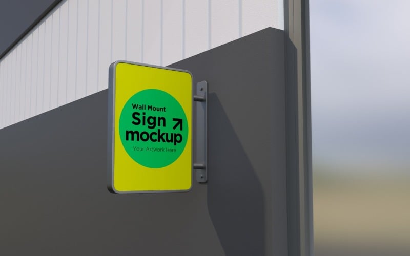 Rectangular Wall Mount Signage Mockup Template 36A