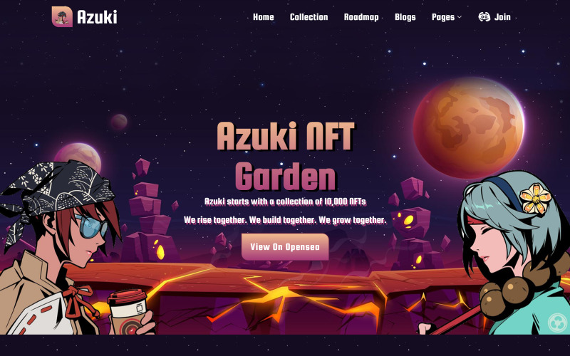 Azuki - NFT Web Sitesi Şablonu #354604 - TemplateMonster