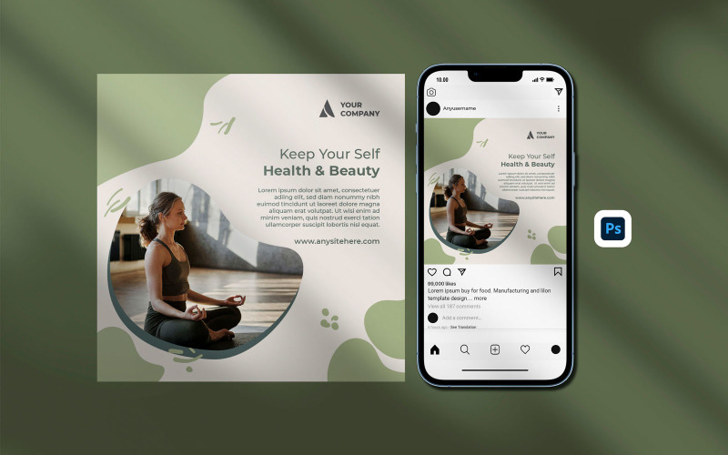 Simple Meditation Instagram Posts Template - TemplateMonster