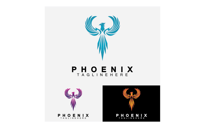 Phoenix bird logo vector v38 #355174 - TemplateMonster