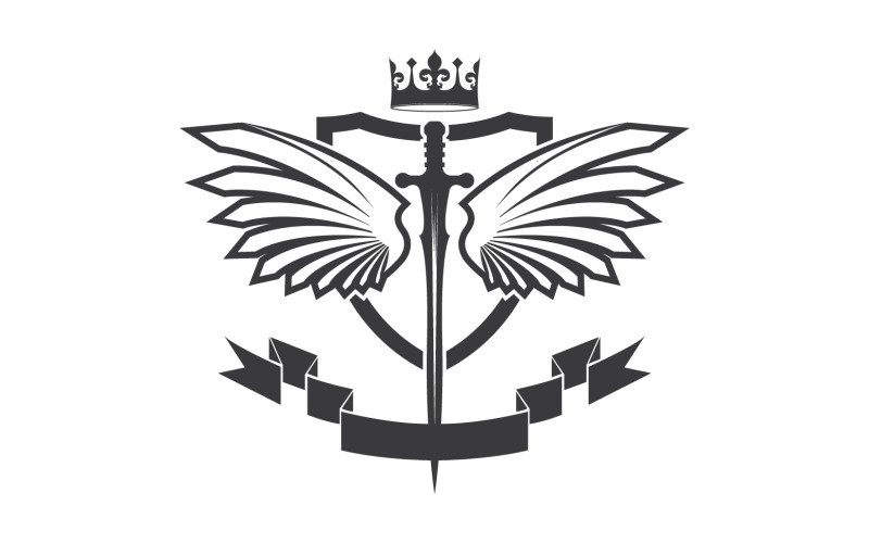 Wing sword and crown king lord logo icon v25