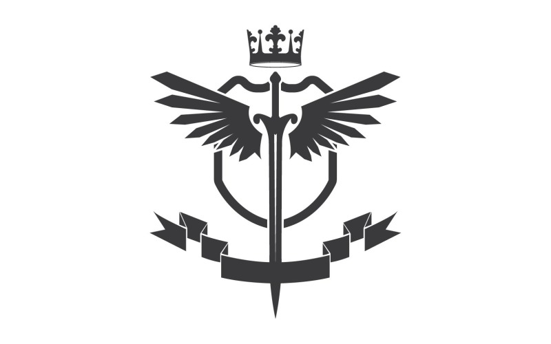 Wing sword and crown king lord logo icon v53