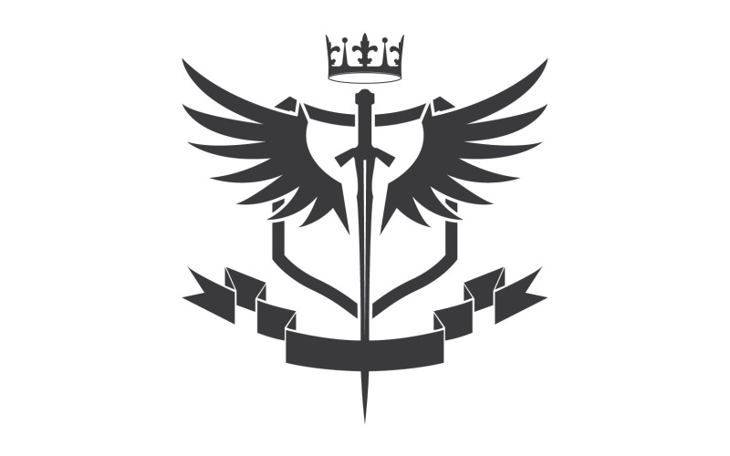 Wing sword and crown king lord logo icon v54