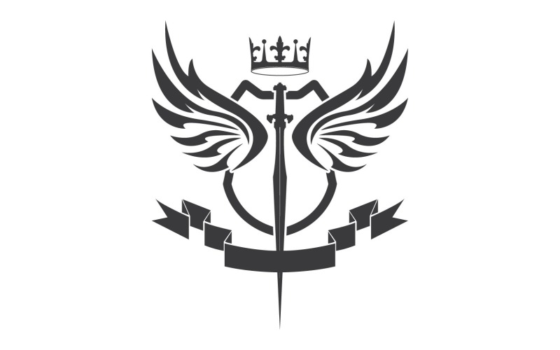 Wing sword and crown king lord logo icon v62