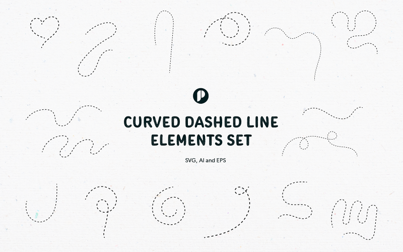Curved Dashed Line Elements Set #355941 - TemplateMonster