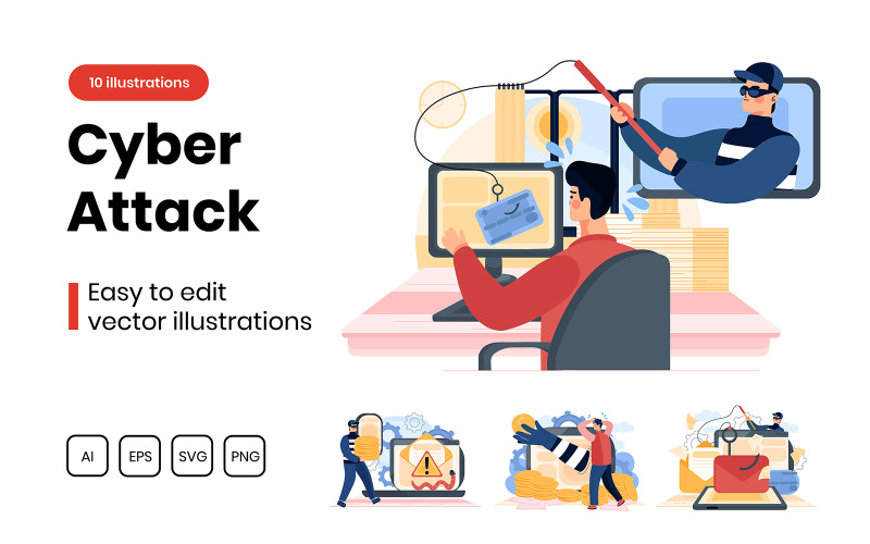 Pack dillustrations de cyberattaque M291_
