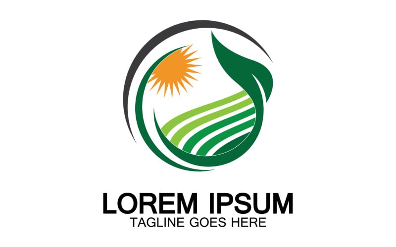 Farmhouse sun green logo vector v15 #356783 - TemplateMonster