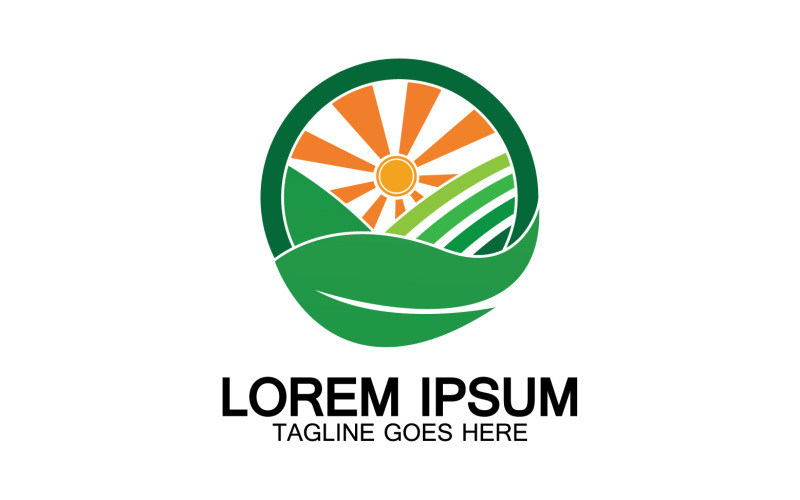 Farmhouse sun green logo vector v26 #356789 - TemplateMonster