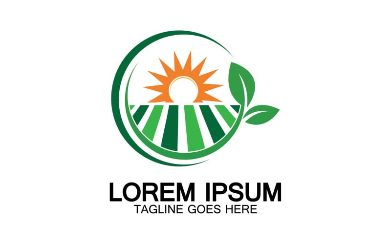Farmhouse sun green logo vector v29 #356792 - TemplateMonster
