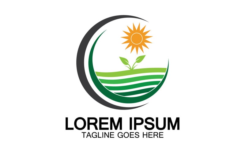 Farmhouse sun green logo vector v3 #356767 - TemplateMonster