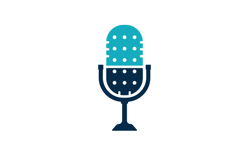 Logotipo do modelo de vetor de ícone de microfone podcast v9