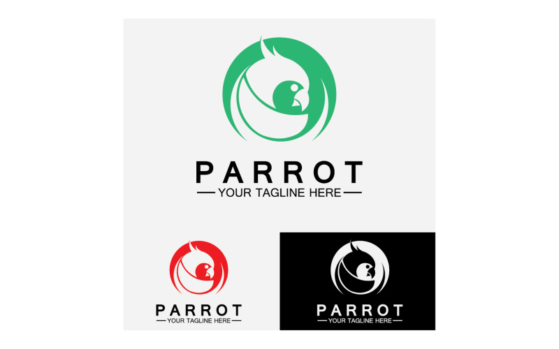 Bird Parrot head logo vector v45 #357142 - TemplateMonster