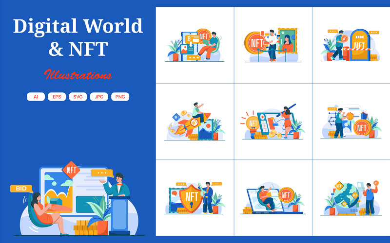 M469_ Paquete de ilustraciones NFT del mundo digital