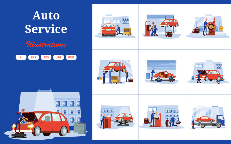 Pack dillustrations de service automobile M484_