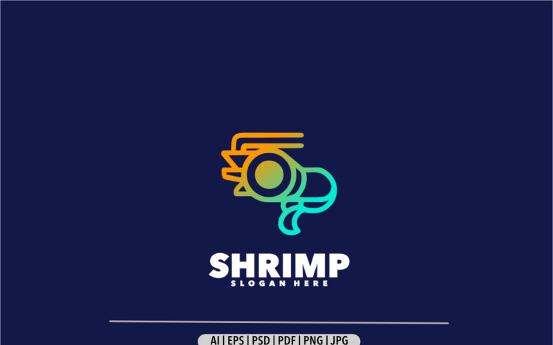 Shrimp line art gradient logo template - TemplateMonster