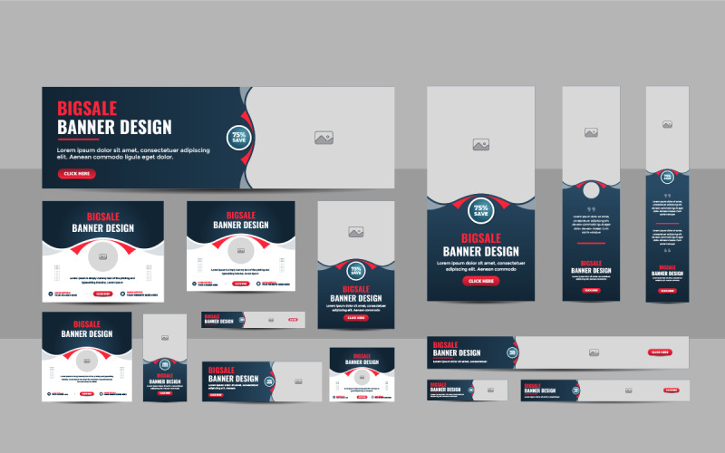 Web banner layout set or business web banner template design