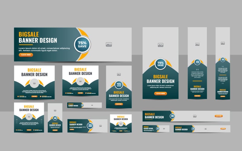Web banner layout set or business web banner template
