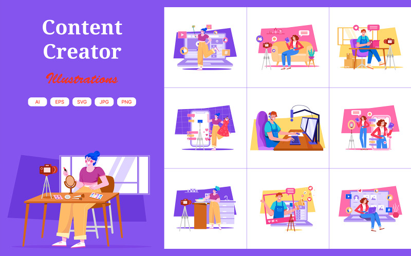 M509_ Content Creator Illustration Pack - TemplateMonster