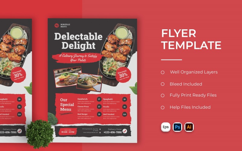 Delightfull Menu Flyer Template #358048 - TemplateMonster
