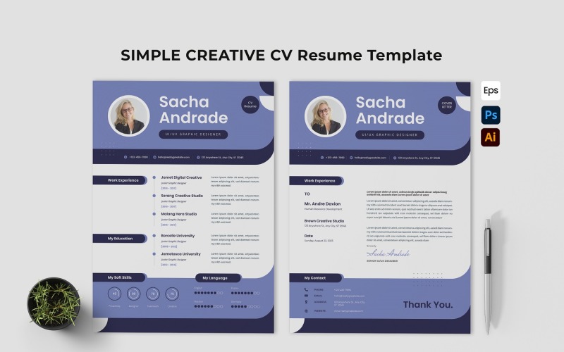 Simple Creative CV Resume #358040 - TemplateMonster