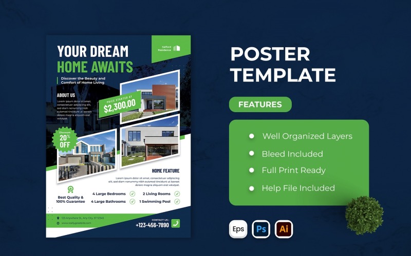 Modern Residence Property Poster. #358156 - TemplateMonster