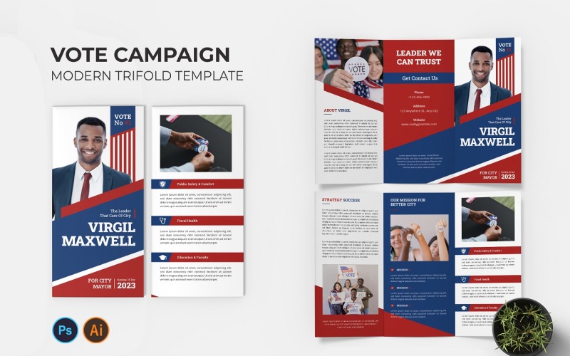 Vote Campaign Trifold Brochure #358184 - TemplateMonster