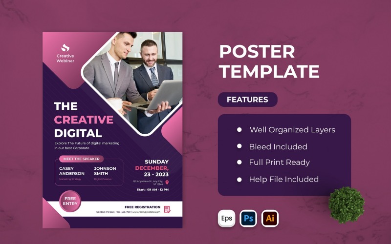 Yaratıcı Web Semineri Poster Şablonu - TemplateMonster