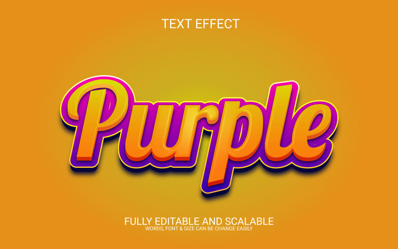 Purple 3D Editable Vector Eps Text Effect - TemplateMonster