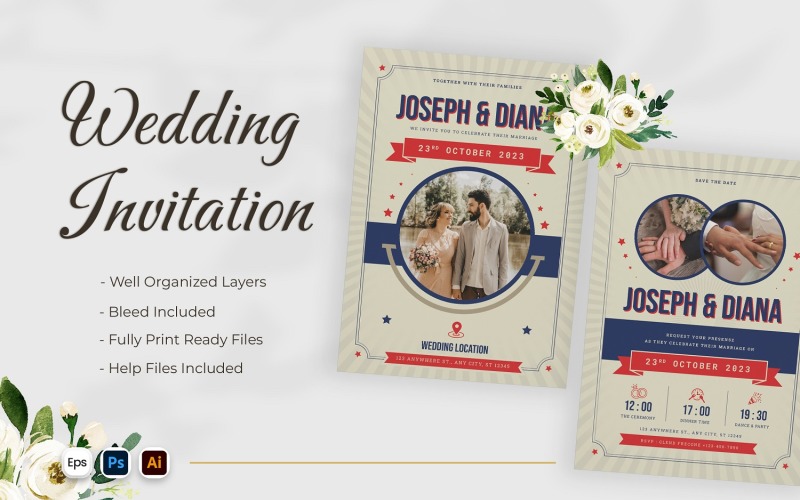 Modèle d'invitation de mariage classique